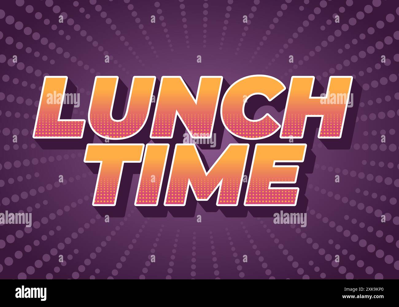 Lunch time. Text effect design in 3D style with good colors Stock ...