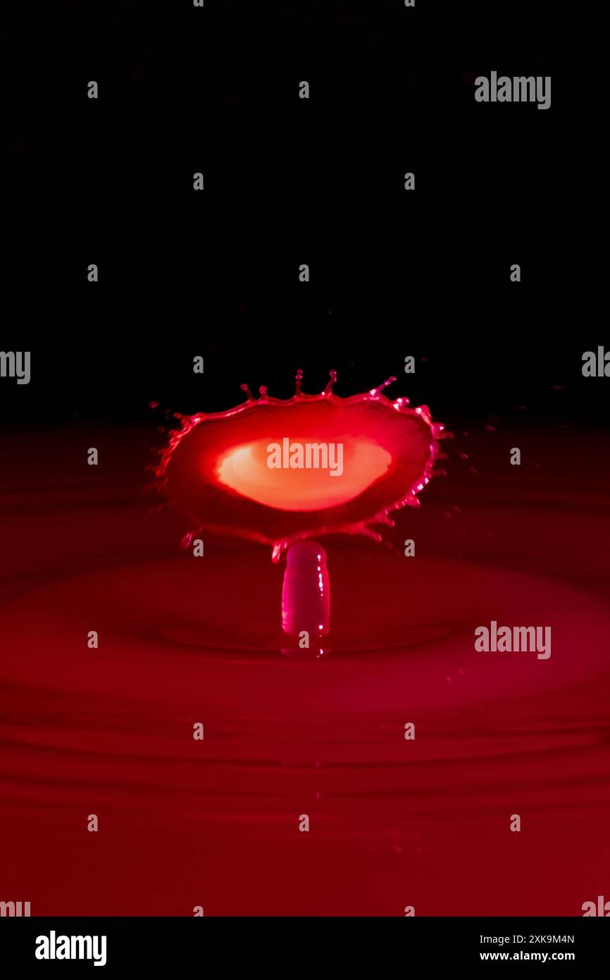 Beautiful splash art water droplet photography in a blood red colour ...