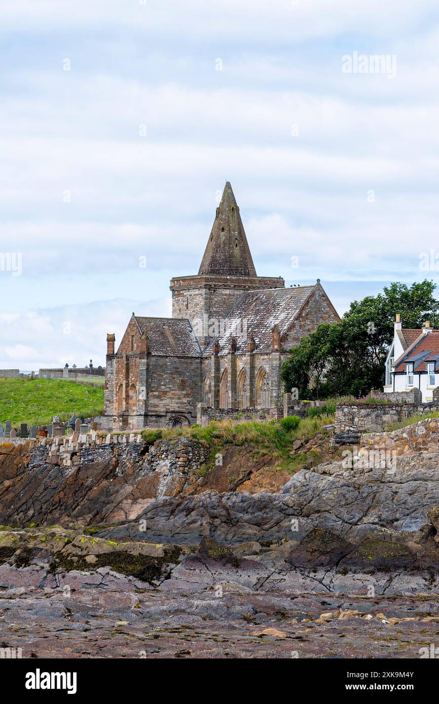 St Monans, Scotland, UK - July 13, 2024: The ancient medieval church of ...
