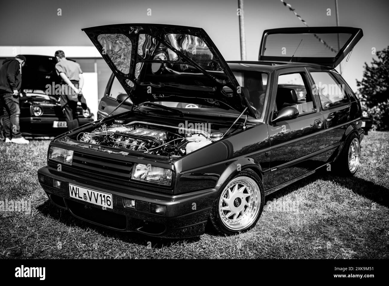 at a car meeting of the Volkswagen brand, many old vehicles were ...