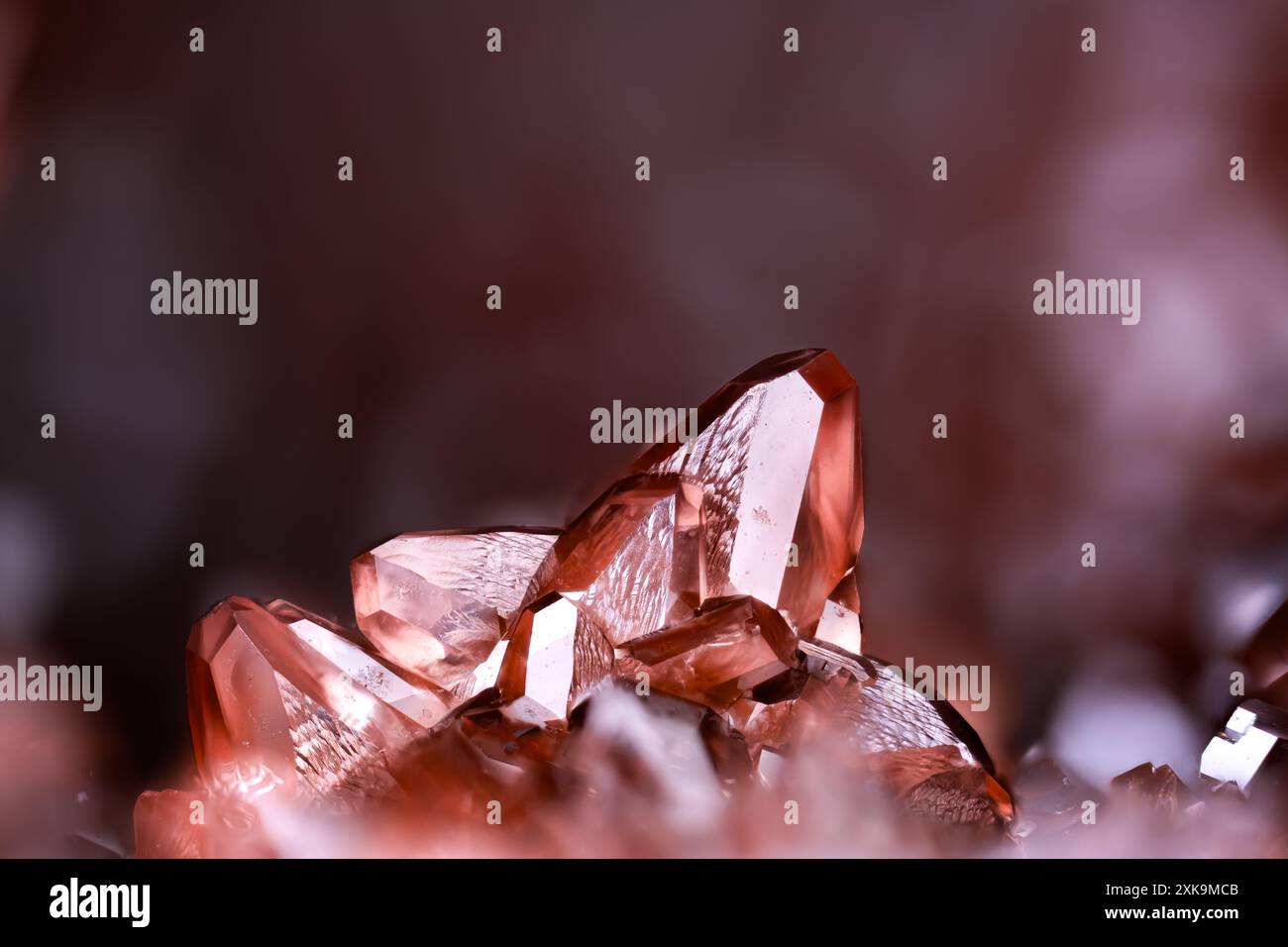 Rhodochrosite crystals. Micro photography detail texture. Specimen from ...