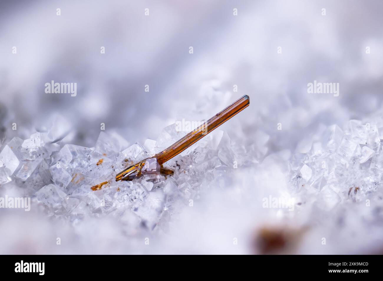 Rutile on dolomite. Micro photography extreme close-up. Specimen from ...