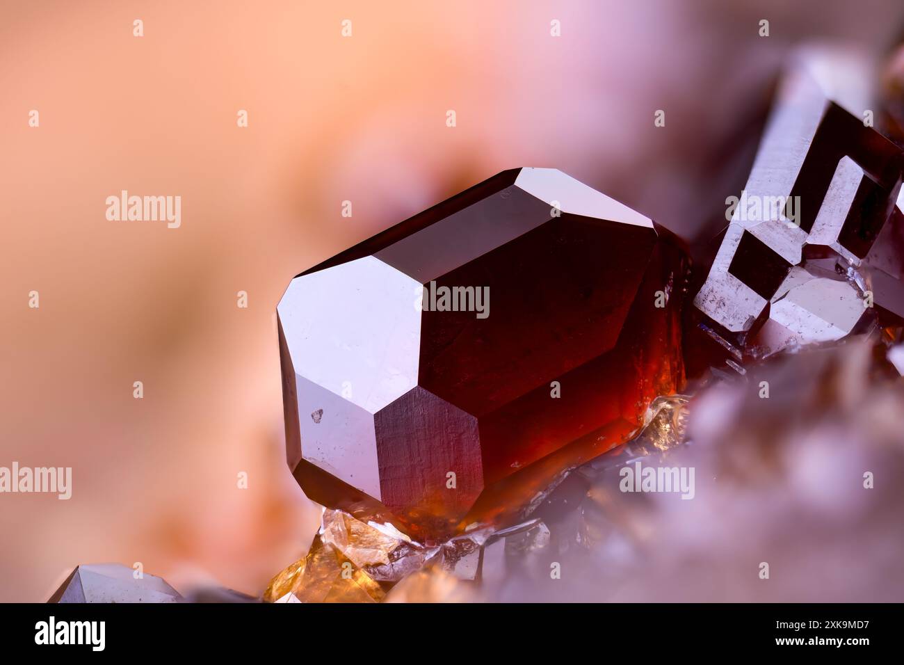 Grossular crystal (garnet group) Micro photography detail texture ...