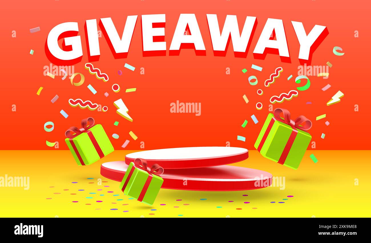 Giveaway podium, shop mega discount, special promo frame. Vector Stock ...
