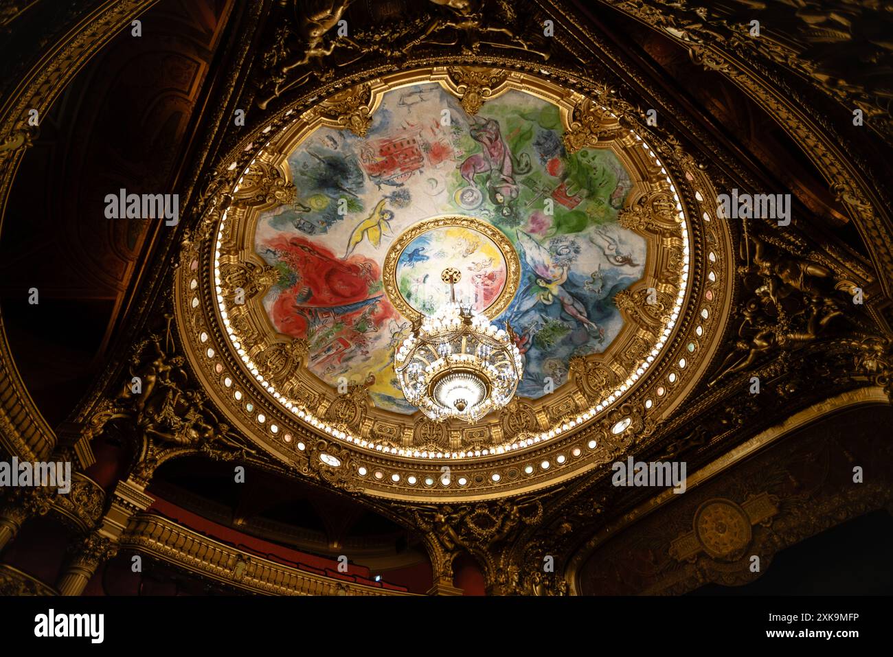 The Ornate Ceiling of Opera Garnier Auditorium - Paris, France Stock ...