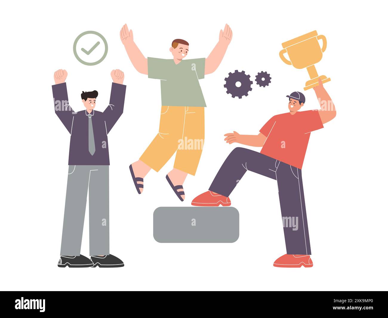 Friends group achievement winning trophy goals success together ...