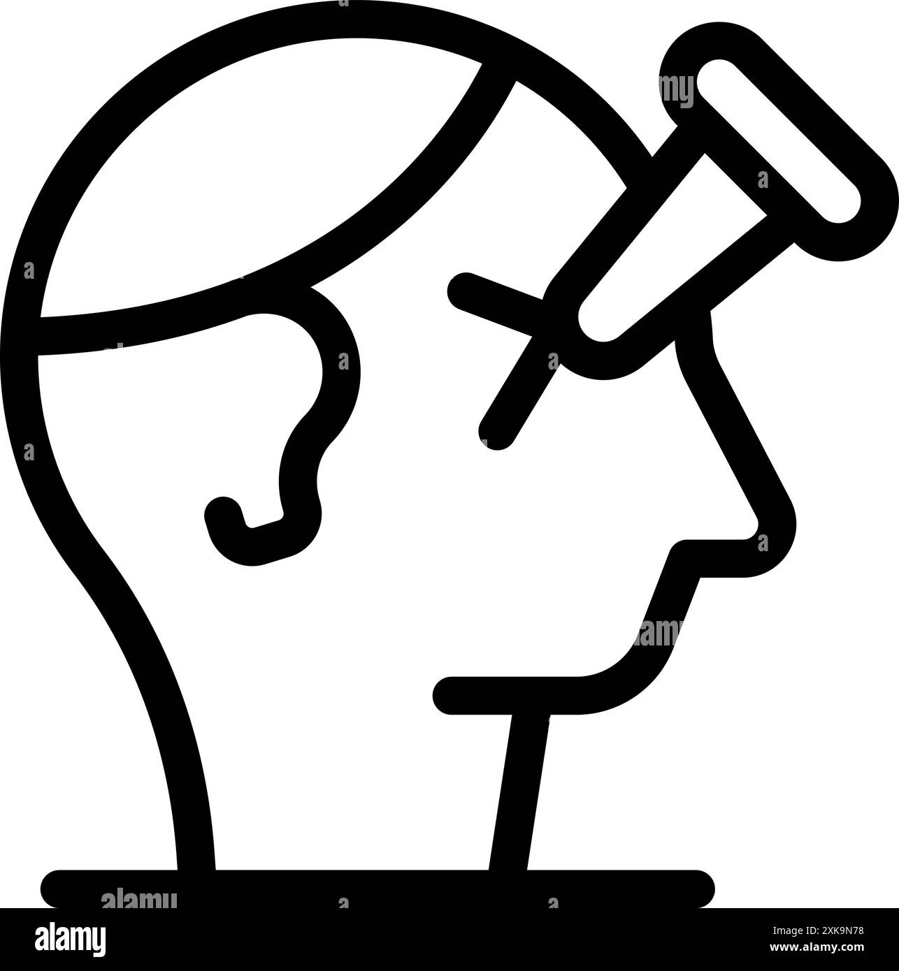 Line icon of a doctor examining a patient's eye using an ophthalmoscope ...