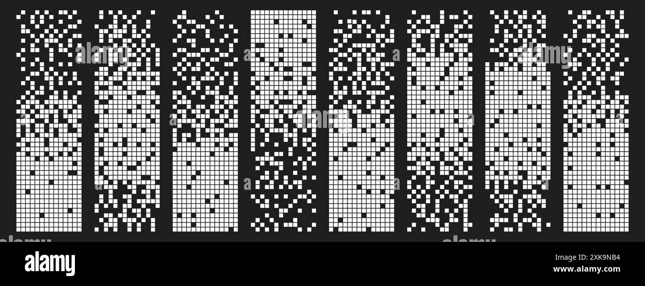 Set of black and white pixel backgrounds. Scattered dotted pattern ...