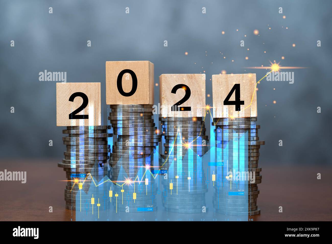 Wooden block cube 2024 on coins stacking for setup objective target ...