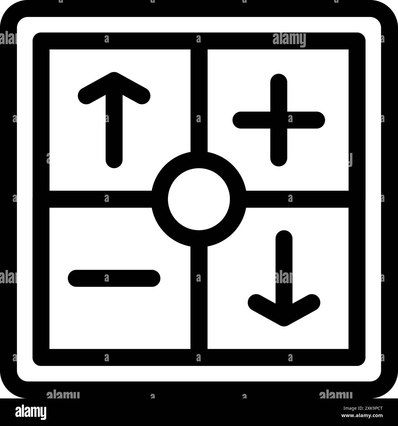 Control panel with plus, minus, up and down arrows, is being adjusted ...