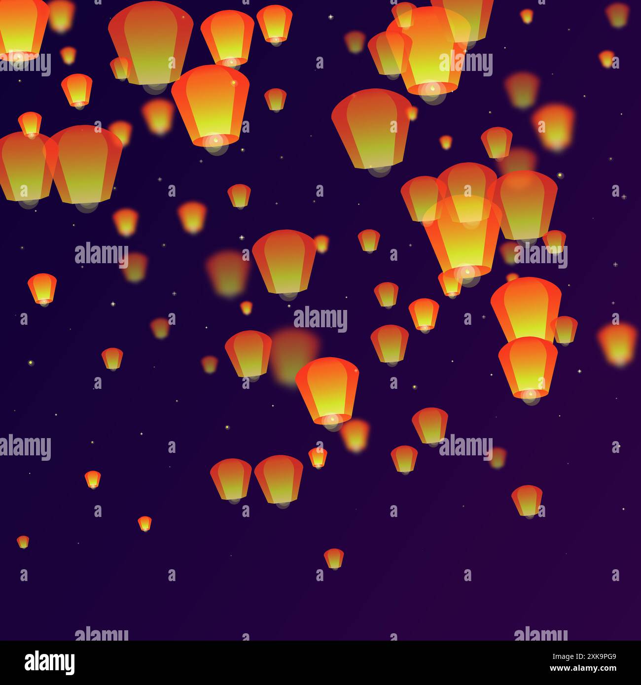 Yi peng festival card. Thailand holiday with paper lantern lights ...