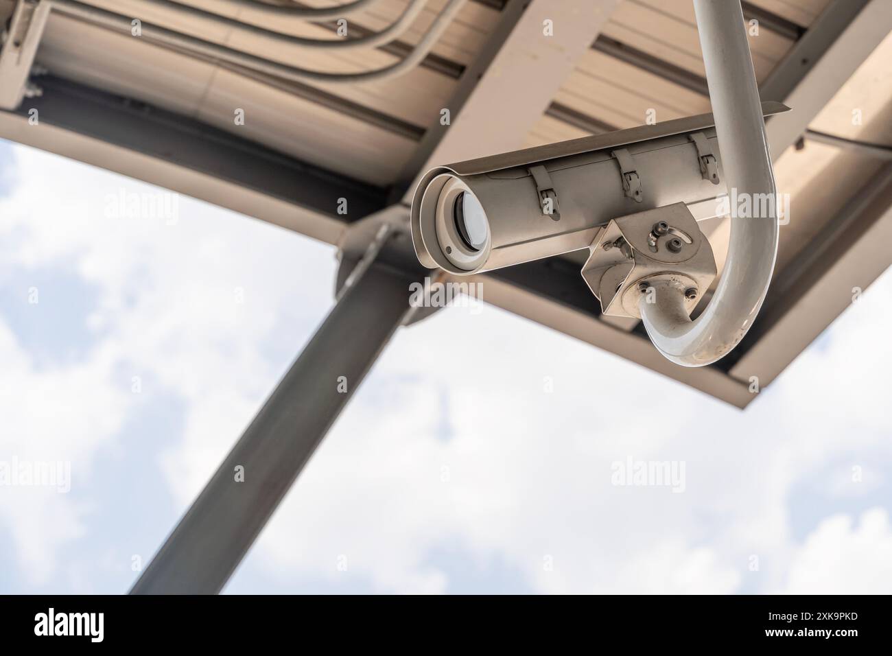 IP CCTV camera install by have water proof cover to protect camera with ...