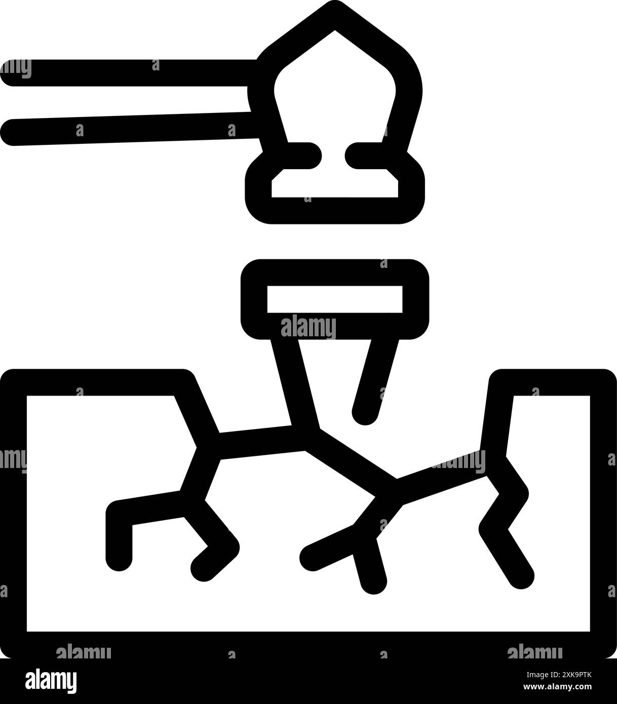 Hydraulic press is applying pressure and crushing an object, causing ...