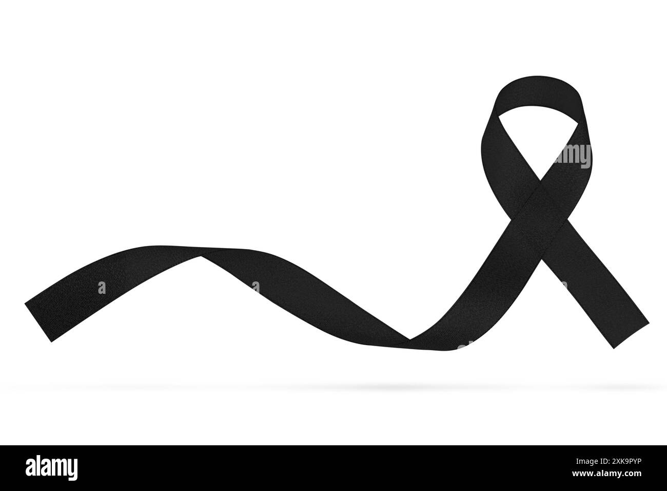 Black awareness ribbon isolated. Mourning and melanoma symbol. White ...