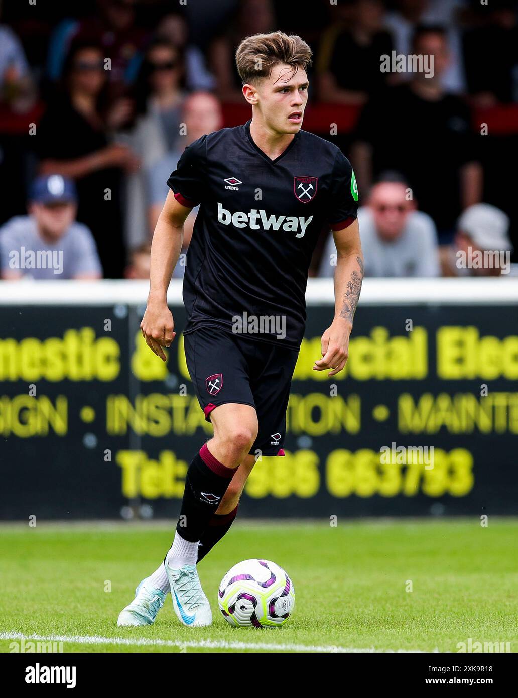 West Ham United's Lewis Orford in action during the pre-season friendly ...