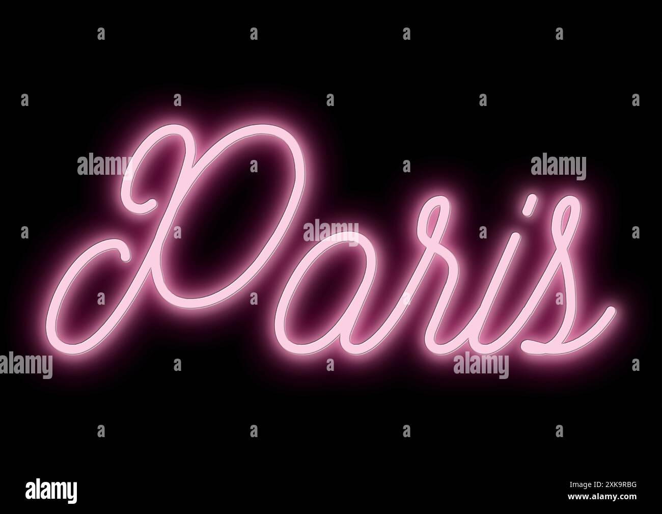 Paris - city name - tubular neon writing - pink color - black ...