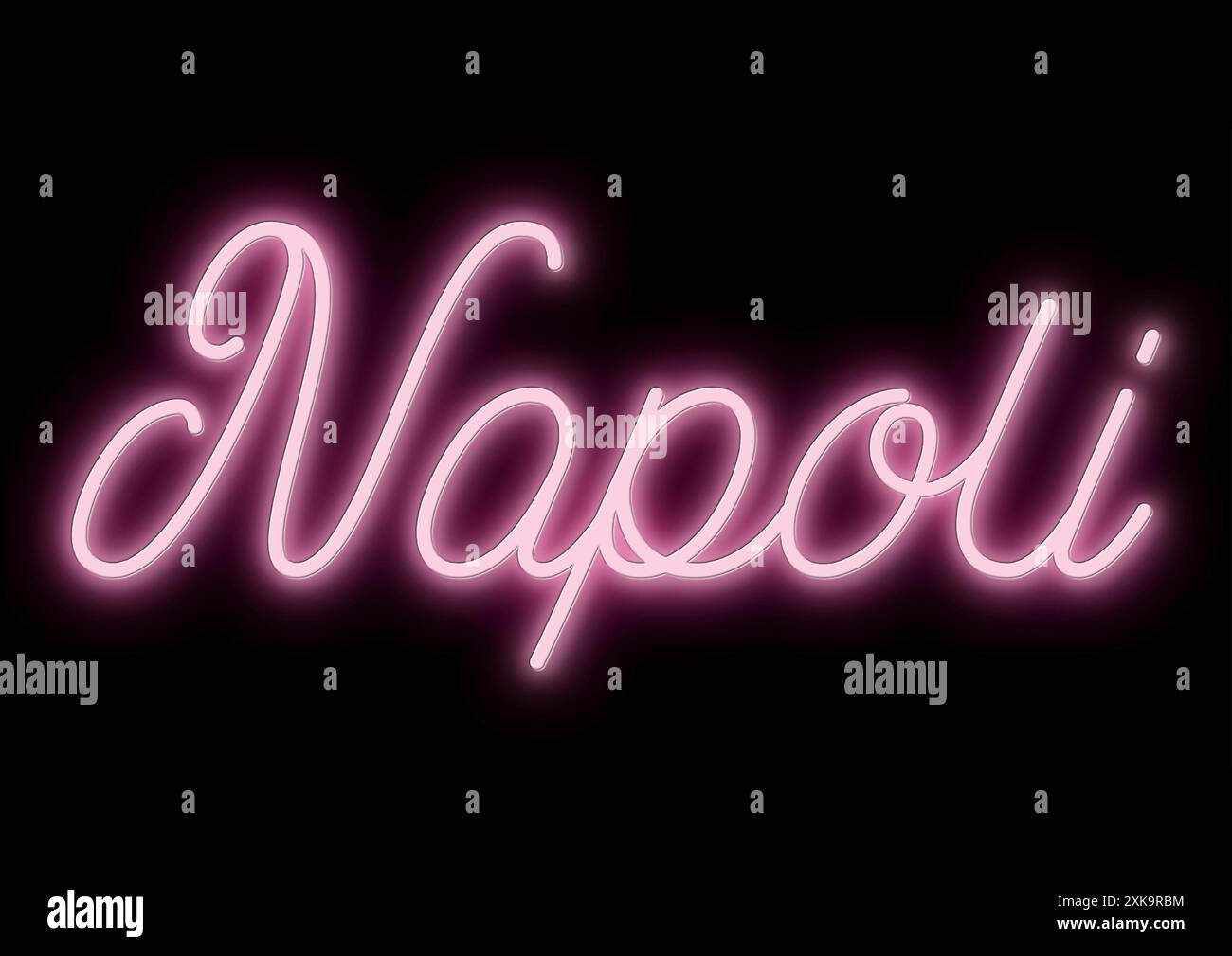 Napoli - city name - tubular neon writing - pink color - black ...