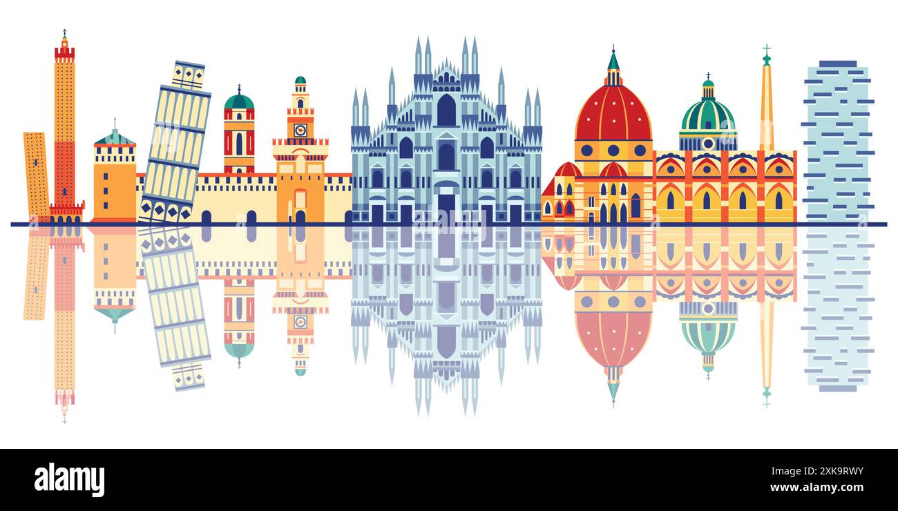 Italy Travel Banner with Architectural Landmarks Stock Vector Image ...