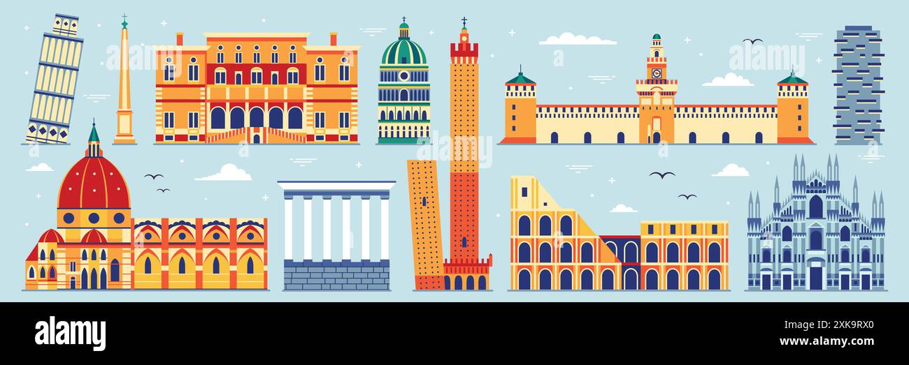 Italy Travel Banner with Italian Landmarks Stock Vector Image & Art - Alamy
