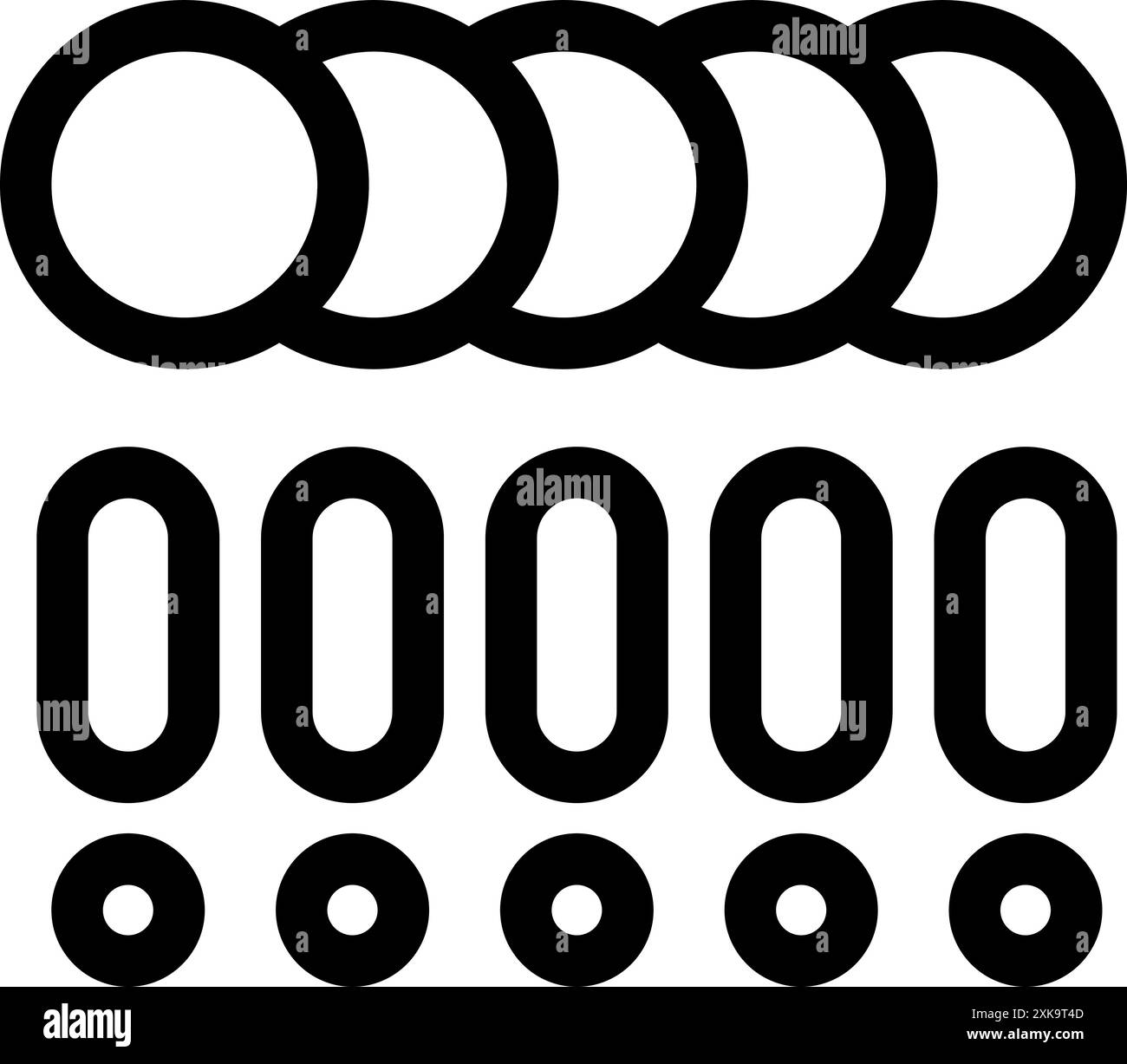 Simple black and white icon of various geometric shapes overlapping ...