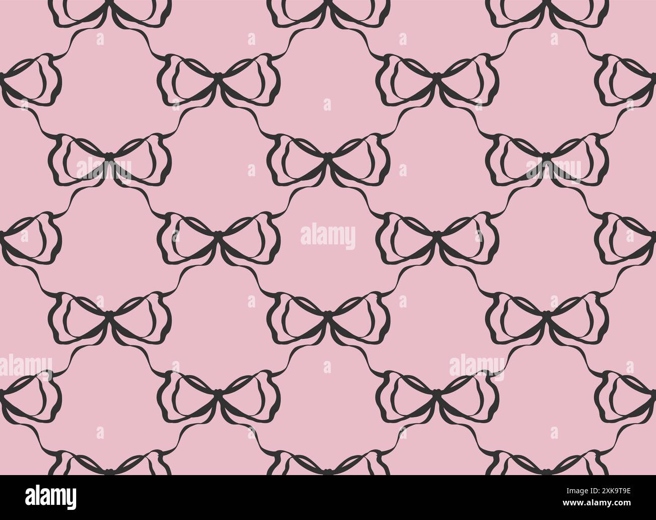 Seamless pattern of coquette vintage narrow ribbon bows. Charming cute vintage bows aesthetic ...