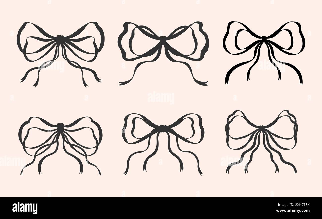 Set of coquette vintage narrow ribbon bows. Charming cute vintage bows ...