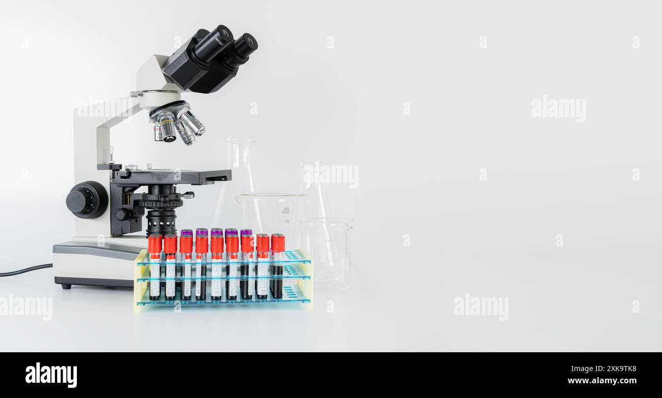 Microscope is on white background. Science laboratory of medical ...