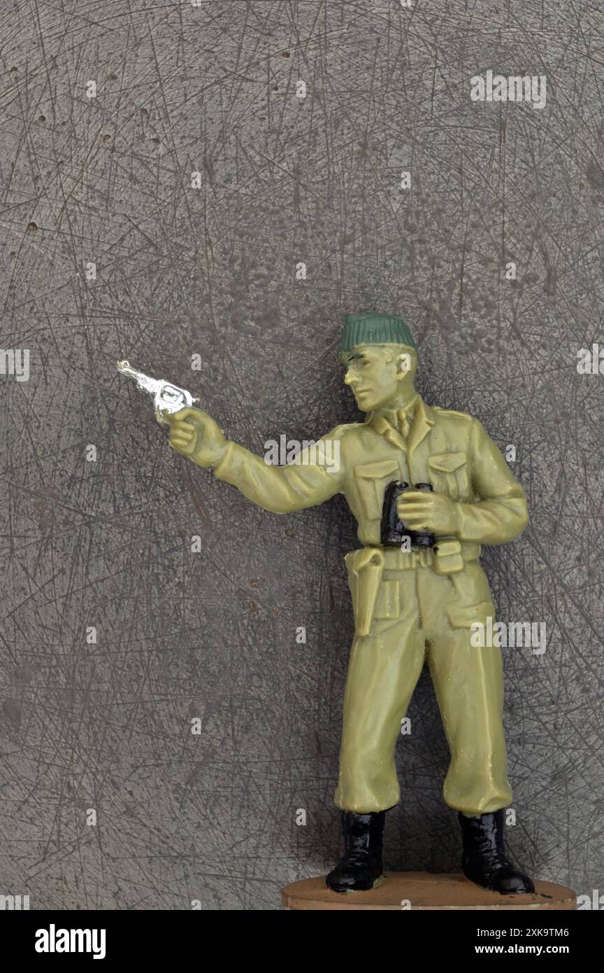Vintage plastic model of commando soldier in sand coloured uniform ...