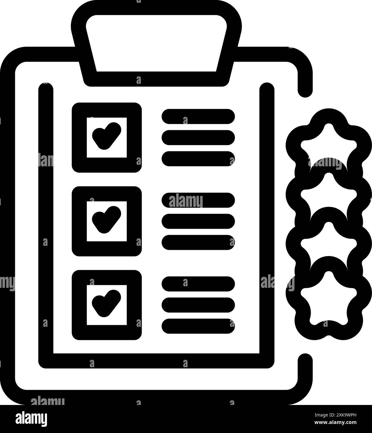 Line art icon of a clipboard showing customer satisfaction survey ...