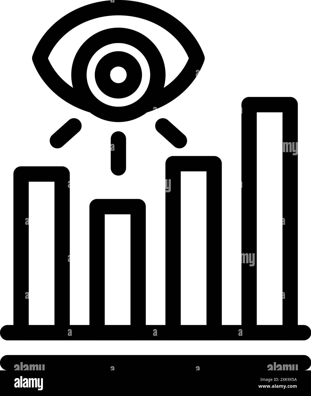 Simple lineart icon of an eye looking at a bar chart, representing ...