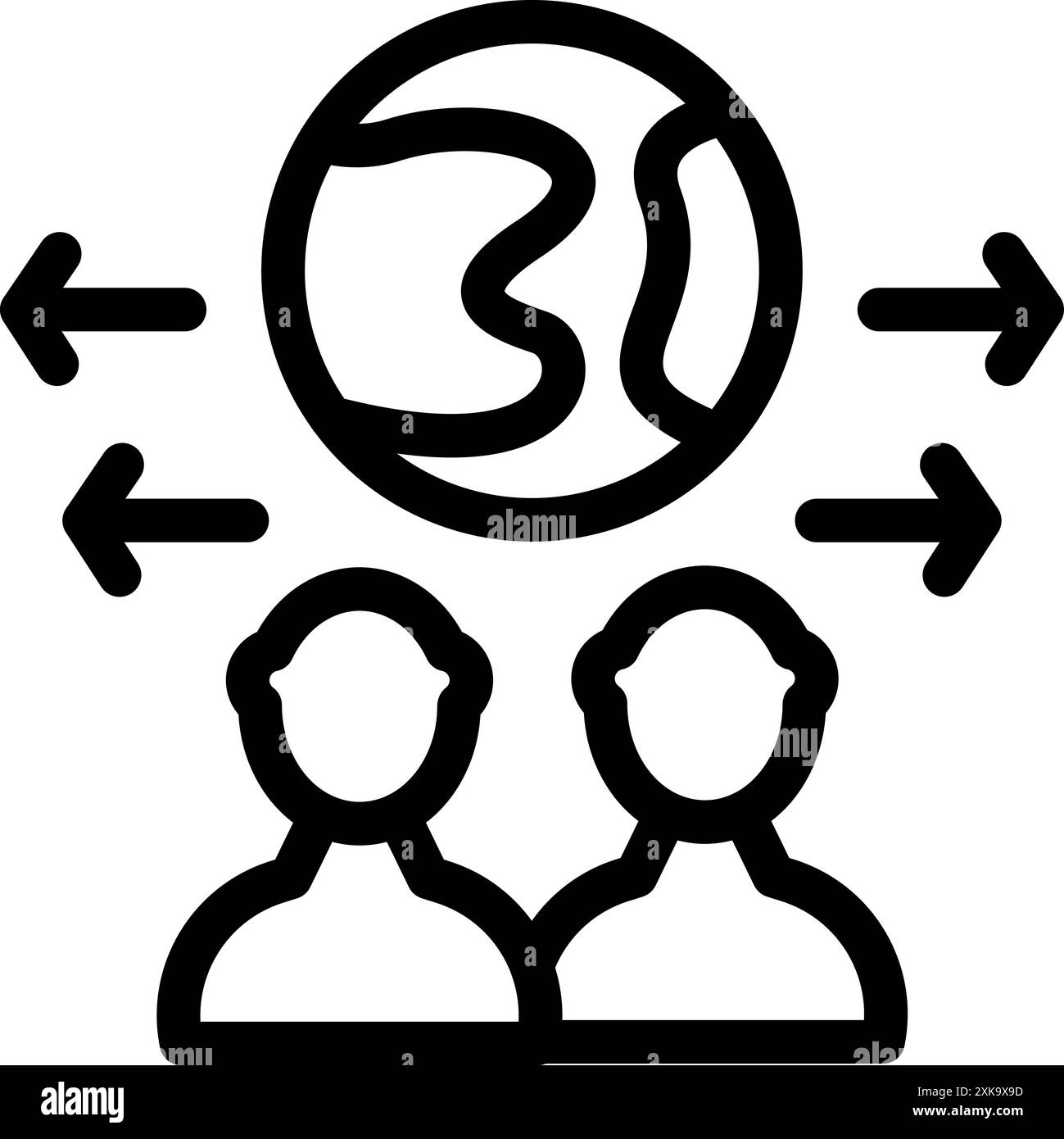 Two businessmen are discussing global business strategy under a world ...