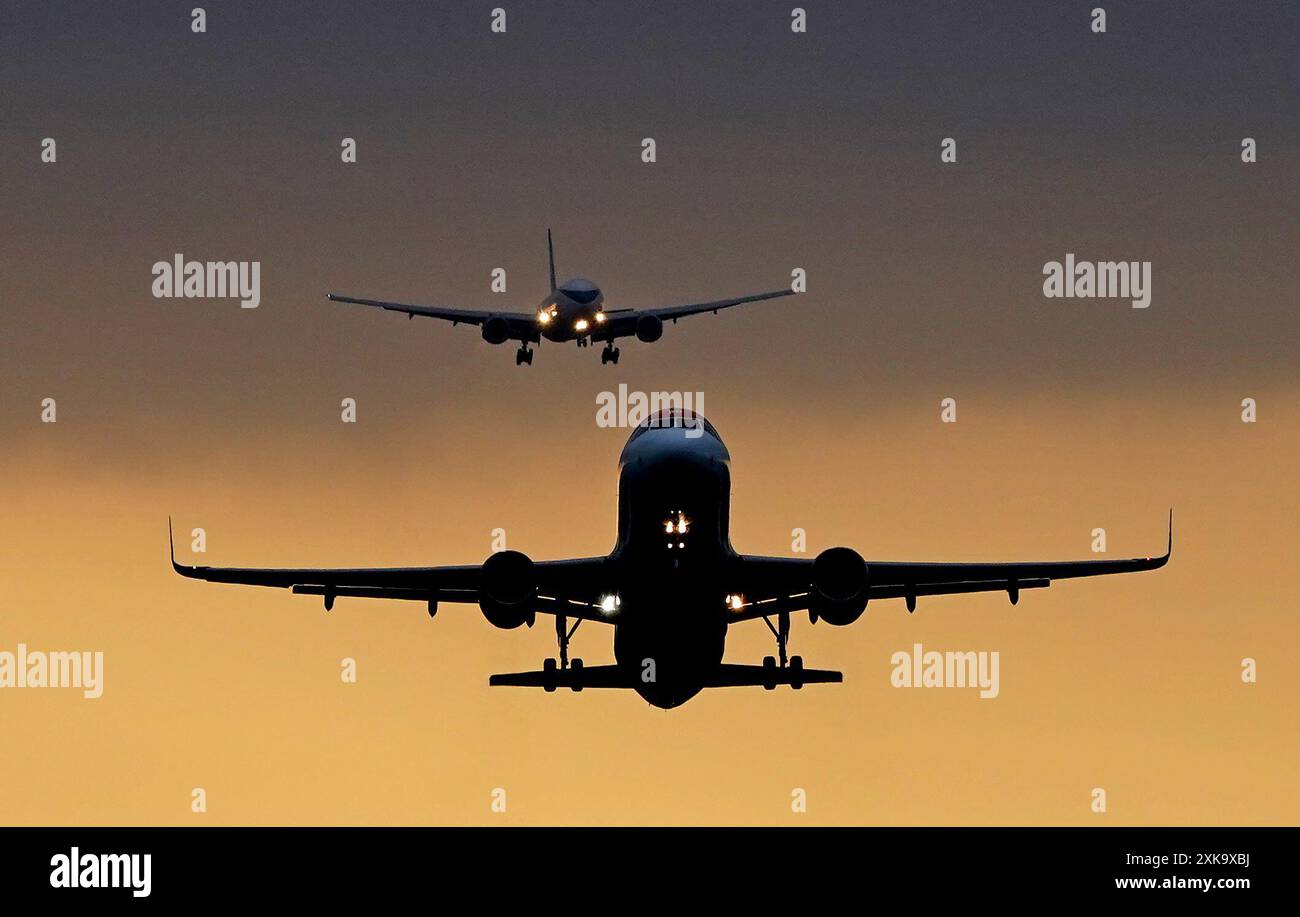Planes take off and land at London Gatwick airport in Crawley, West ...