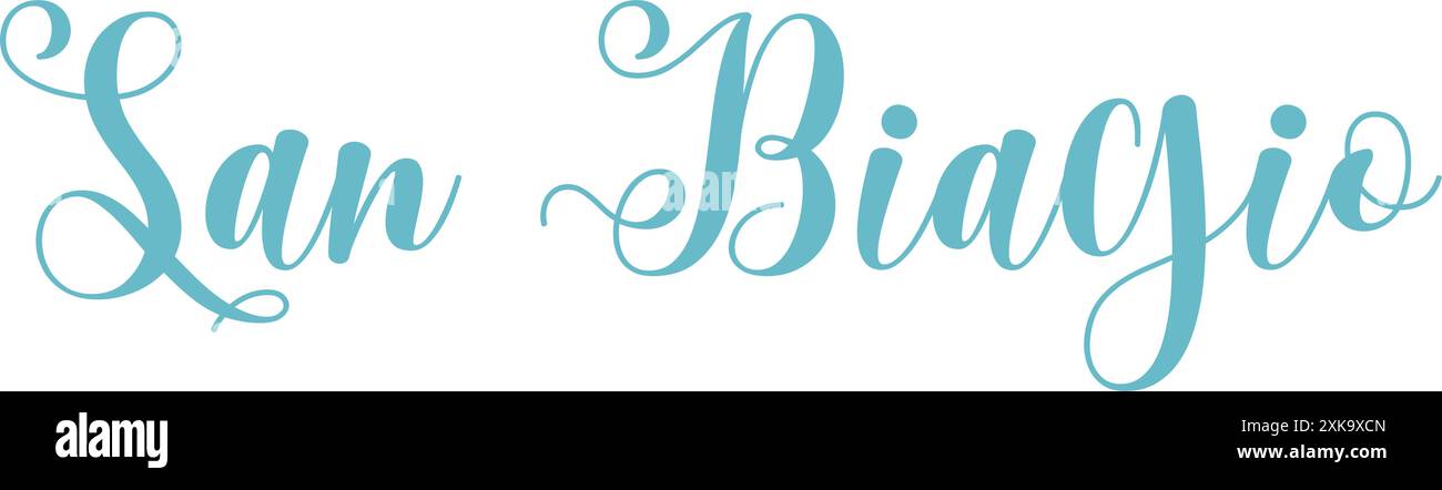 San Biagio - Name of the saint written with elegant font, light blue ...