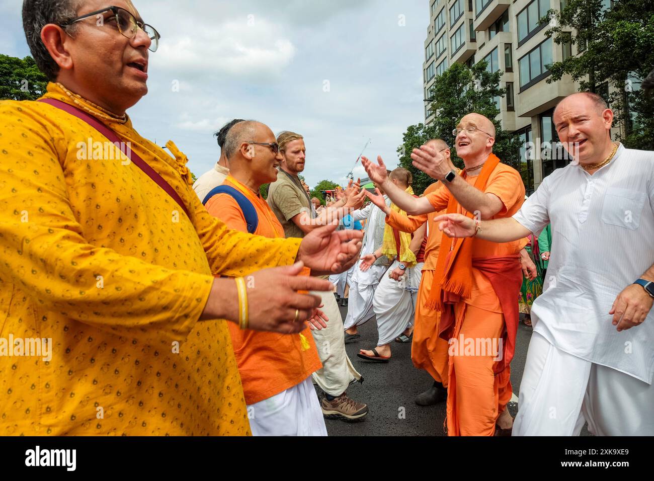 21st July 2024, London UK. Devotees of the Hare Krishna religion attend ...