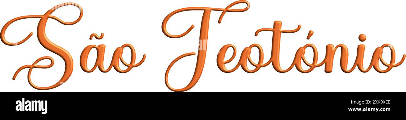 São Teotónio - Name of the saint written with elegant font, orange ...