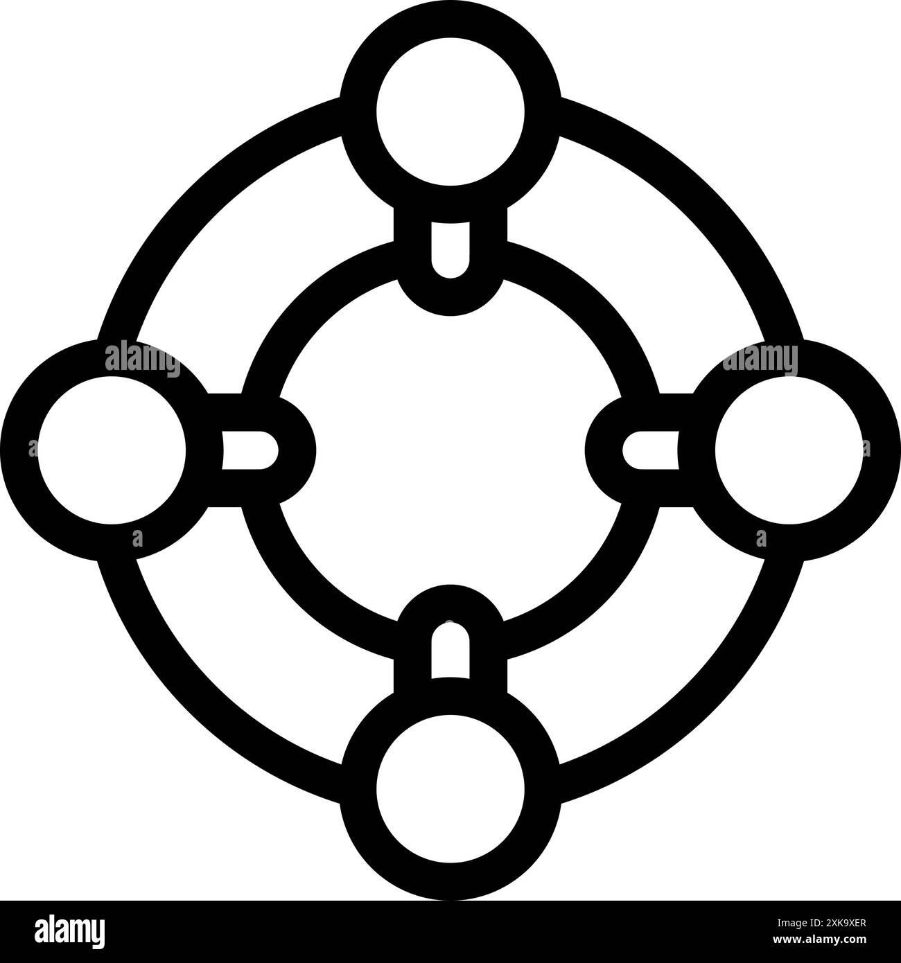 Simple icon of four nodes connecting in a circular network diagram, representing a concept Stock ...