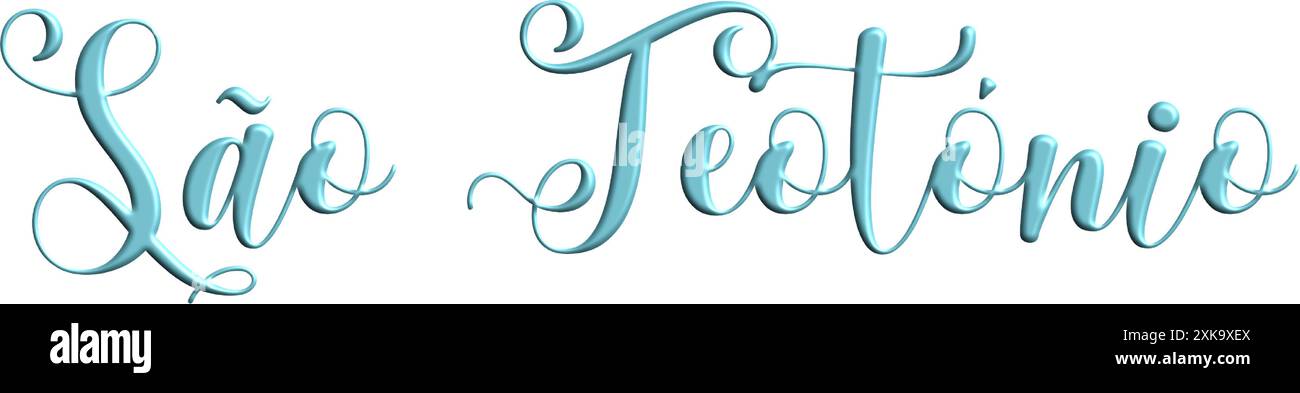 São Teotónio - Name of the saint written with elegant font, light blue ...