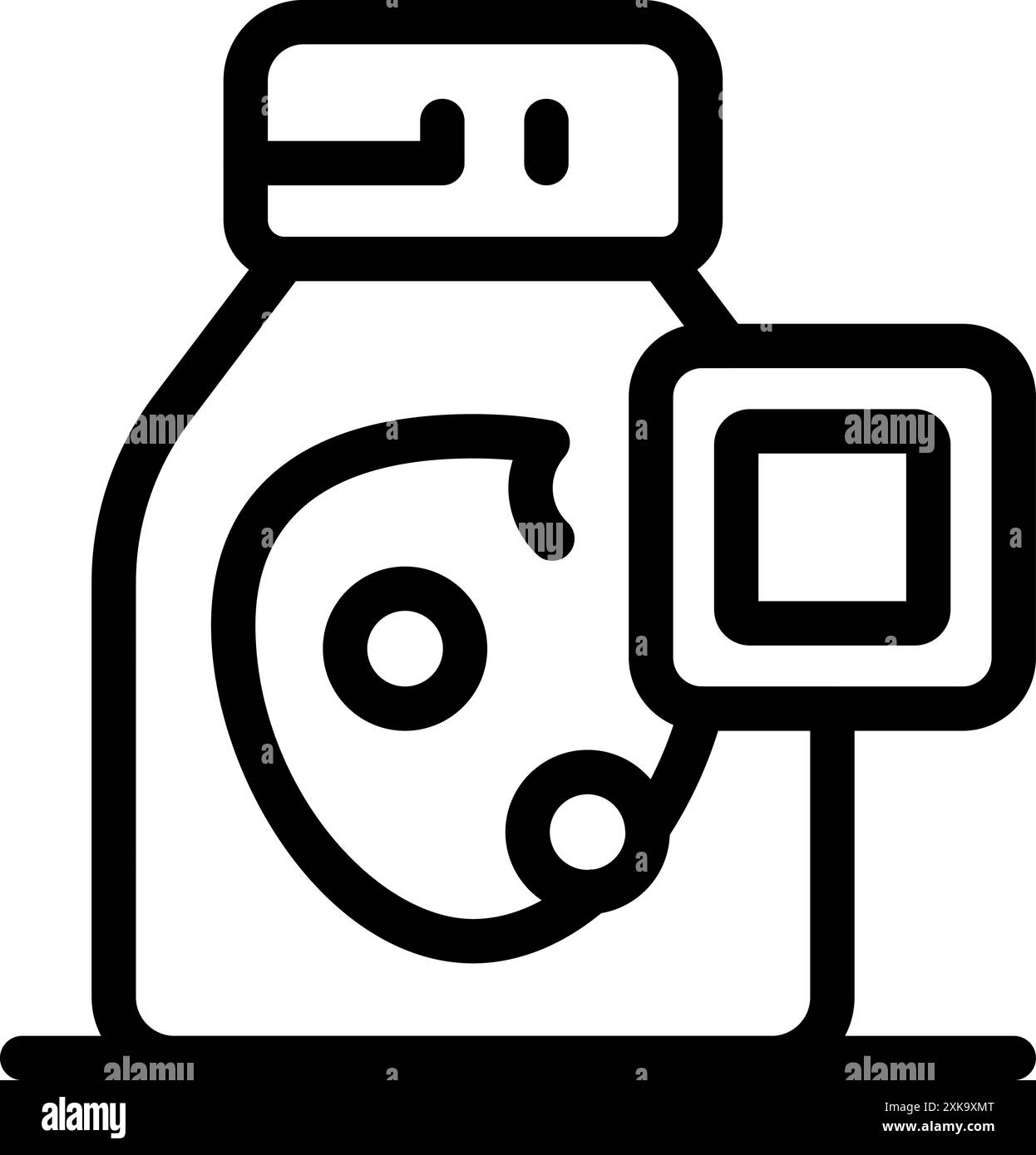 Sport nutrition container with square sign showing protein amount line ...