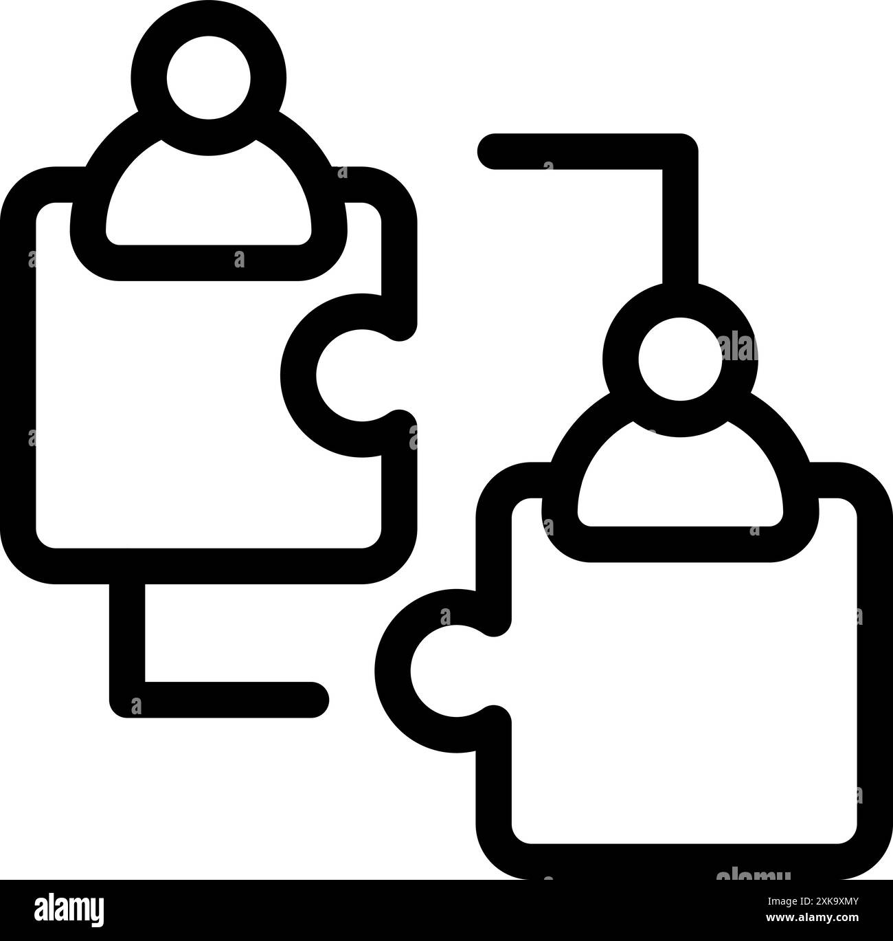 Two businessmen are connecting puzzle pieces, representing teamwork and ...