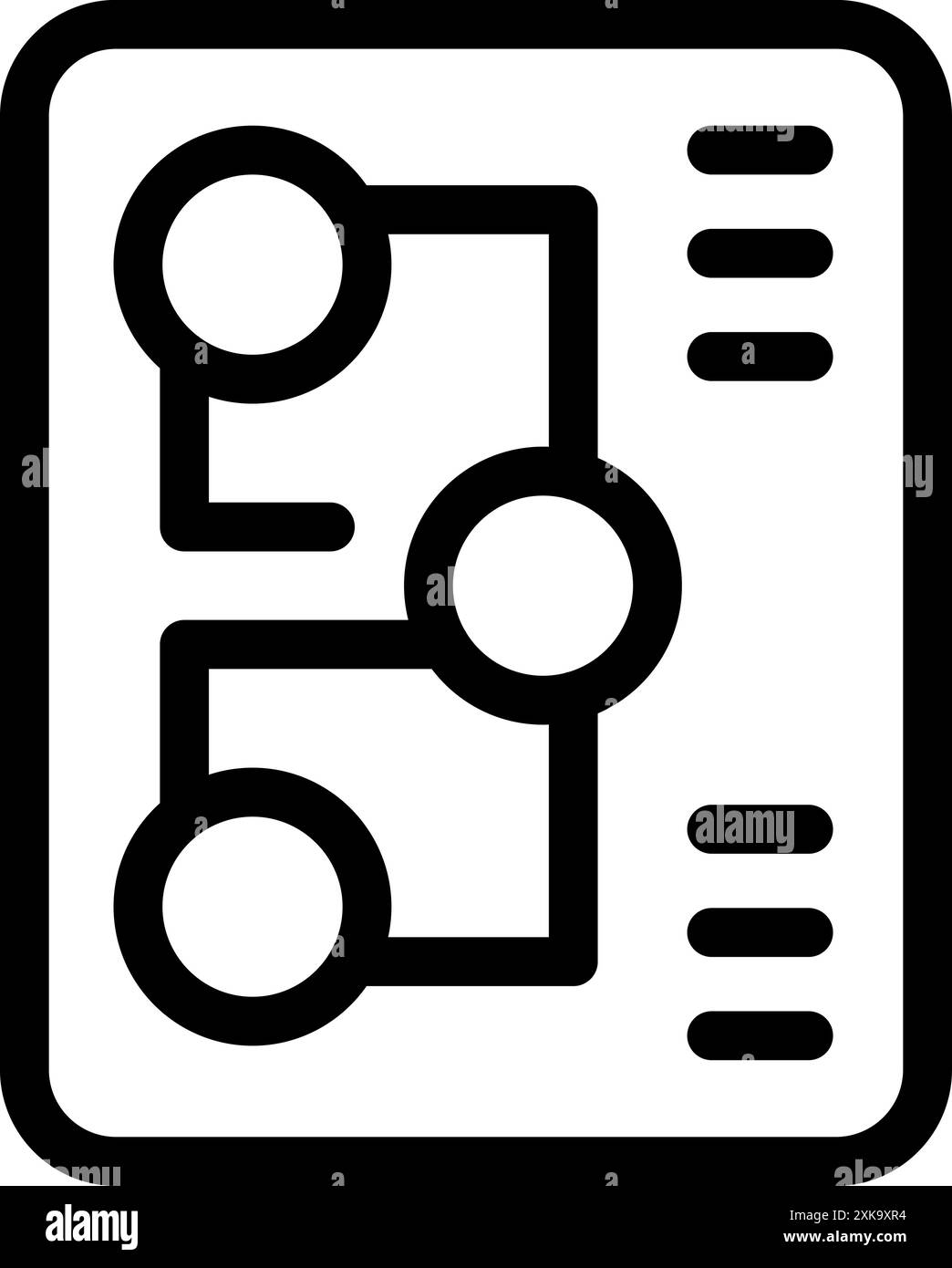 Line icon of a tablet showing an algorithm for machine learning process ...