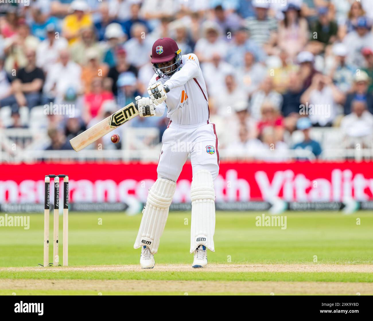 Kevin Sinclair batting for West Indies on day three of the 2nd Test ...