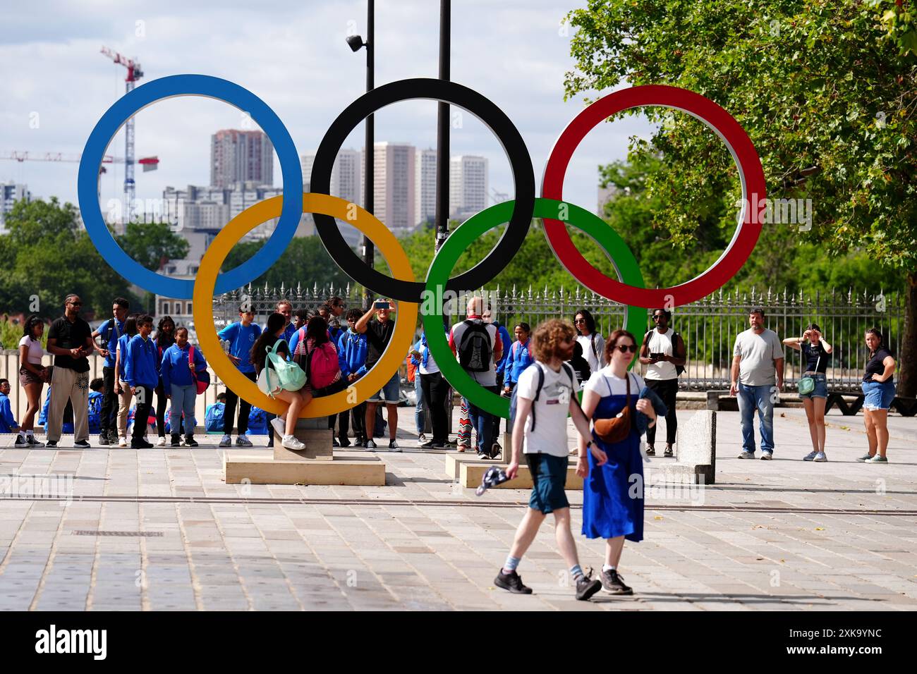 The Olympic Rings at Plaza de la Bastilla, Paris. The Opening Ceremony ...