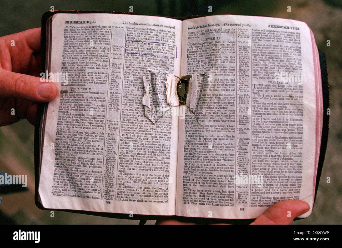 A bible with a bullet hole in it, Belfast, Northern Ireland, United ...