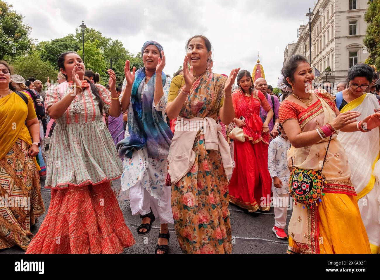 21st July 2024, London UK. Devotees of the Hare Krishna religion attend ...