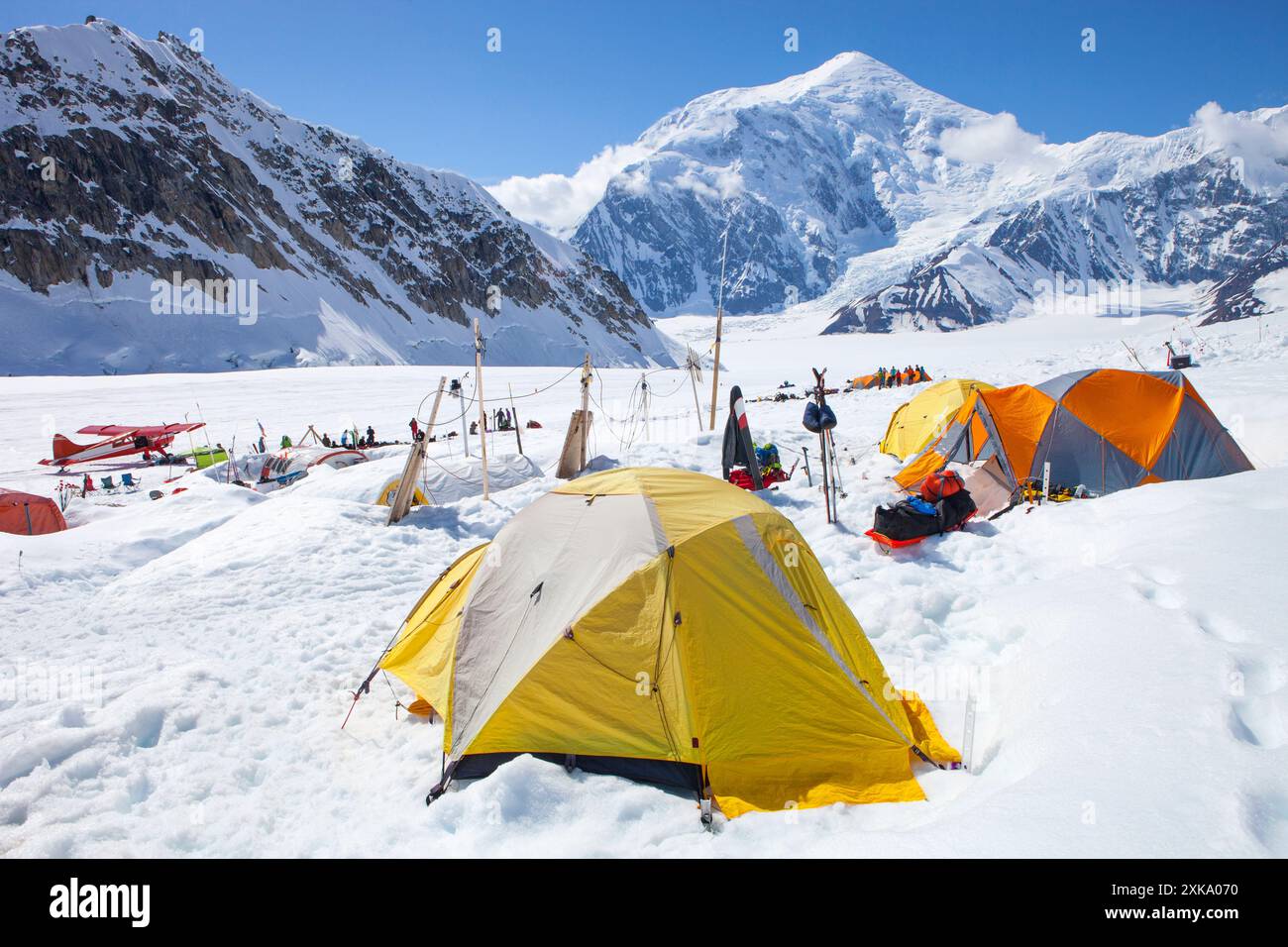 Base camp on Mount McKinley, also known as Denali, Alaska. Every ...