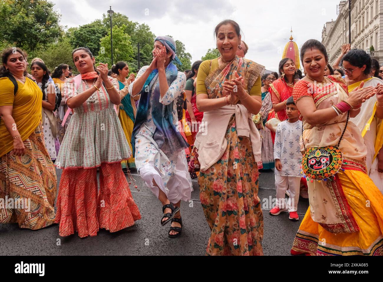 21st July 2024, London UK. Devotees of the Hare Krishna religion attend ...