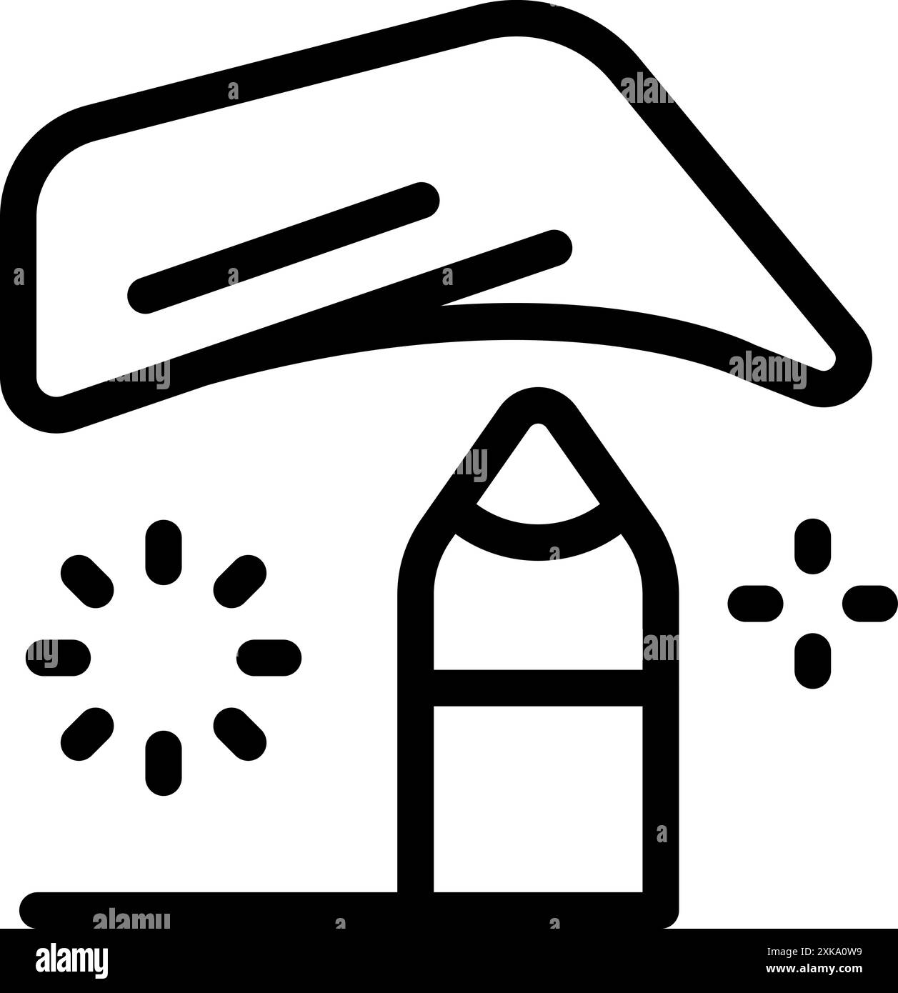 Simple designed icon of an eyebrow with a pencil drawing its shape and ...