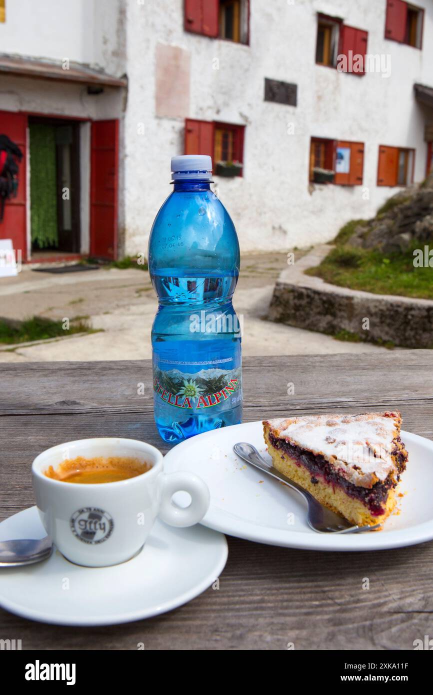A rest at an Italian Mountain hut is celebrated with freshly brewed ...