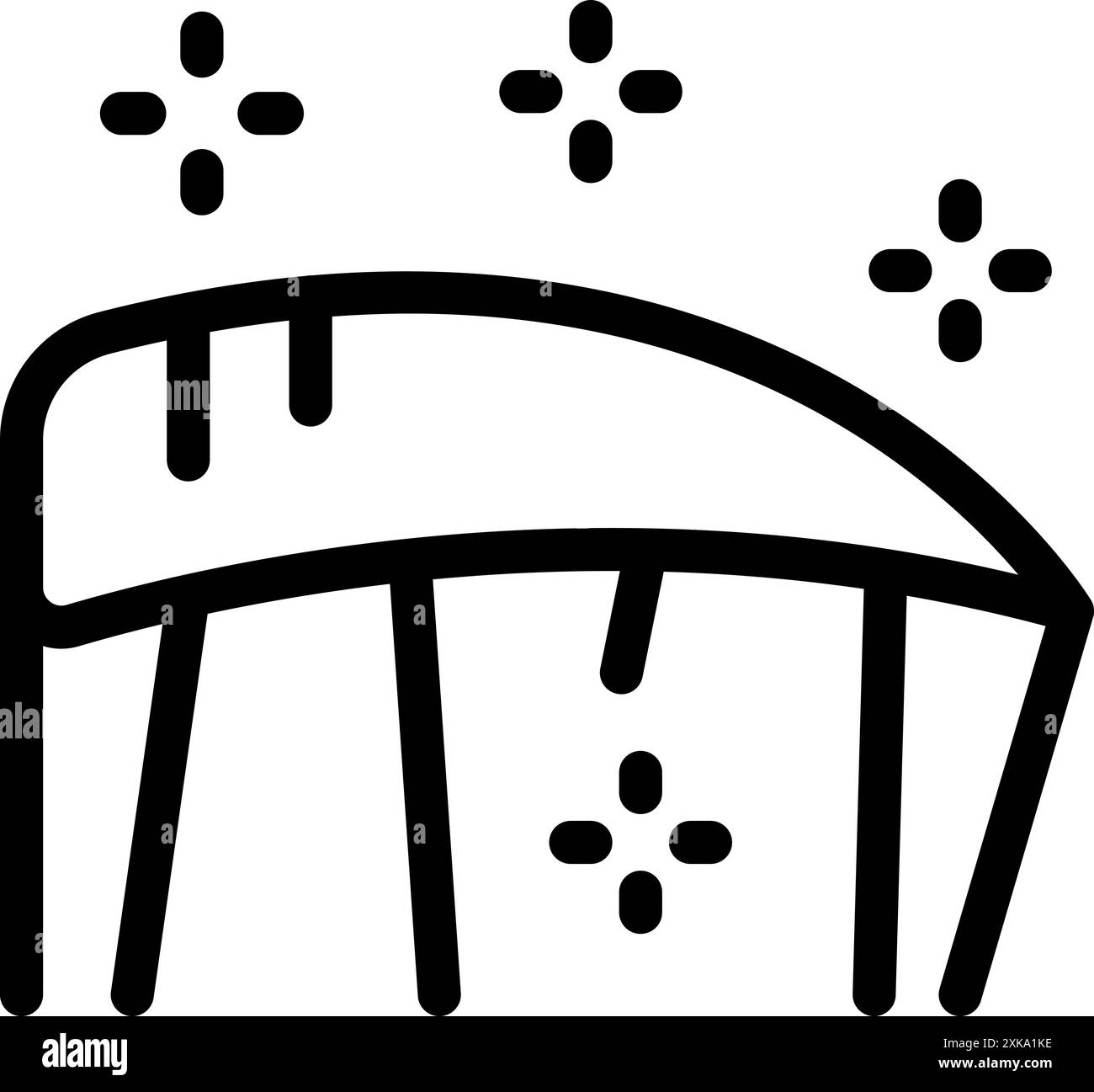 Line art icon style illustration of a salmon fillet being prepped with ...