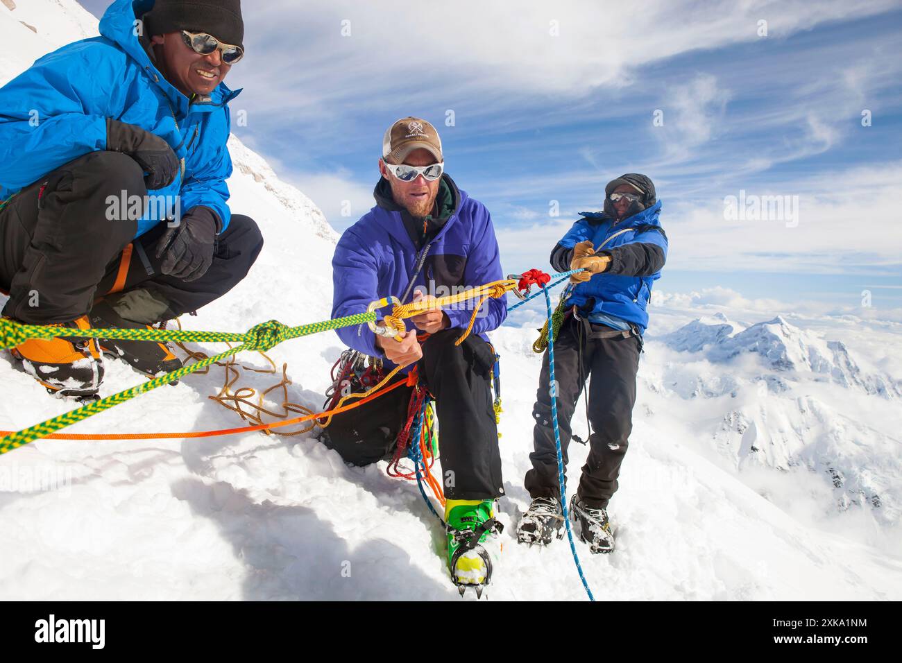 Two Sherpa climbers are getting instruction on mountain rescue ...